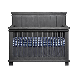 Soho Baby 43011210 Hampton Premium 4-in-1 Convertible Crib, Flat-Top Headboard, Wire Brush Canyon Gray Finish, GreenGuard Gold Certified,