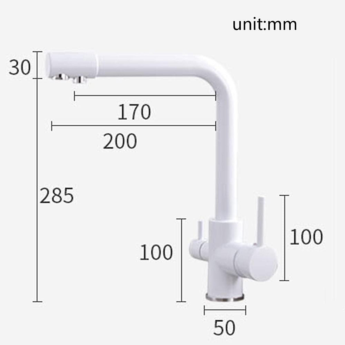 Sink Taps Kitchen Faucet 3 Way Brass 360° Rotation Hot and Cold Water Drinking Water 3 in 1 Kitchen Sink faucets White