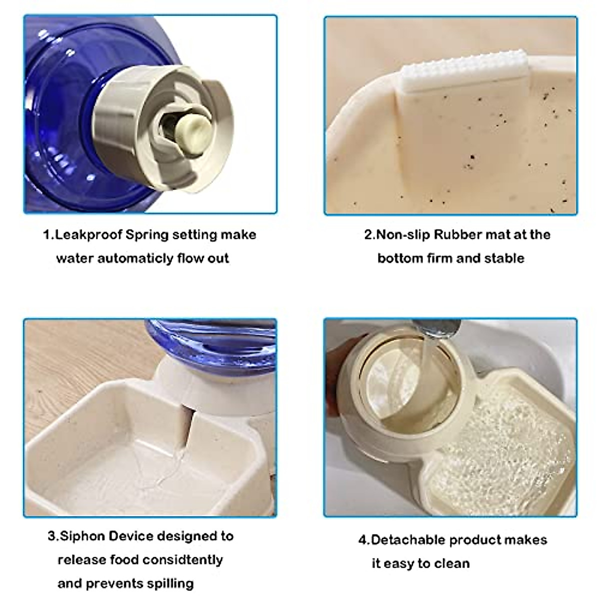 Automatic Dog Feeder and Water Dispenser Set Gravity Self Feeding Food Waterer for Small Medium Pet Cats Dogs Kitten Puppy