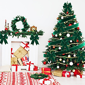 Yungyan Velvet Ribbons with Gold Edge Felt Ribbon Gift Bow Wrapping Ribbon Waterproof for Handmade, Home Decor, Gift Wrapping, Wreath DIY Crafts, Christmas Tree(Green,2.5 Inch X 60 Yards)