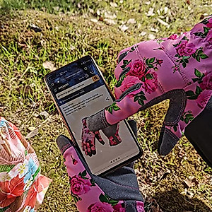 YRTSH Leather Gardening Gloves for Women, Flexible Breathable Garden Gloves,Thorn Proof Working Gloves Touch Screen Gardening Gifts - Medium Pink