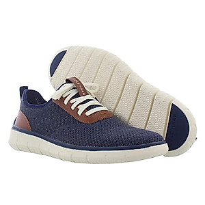 Cole Haan mens Generation Zerogrand Stitchlite Sneaker, Marine Blue/Gray Pinstripe Knit/Ch British Tan/Ivory, 13 US