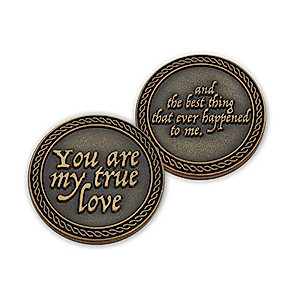 Romantic Love Expression Antique Gold Plated Pocket Coin for Date Night, You are My True Love, & The Best Thing That Ever Happened to Me, Love Gift for Men & Women, from Him or Her