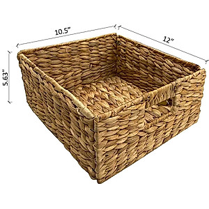 eHemco 3 Tier X-Side End Storage Cabinet with 3 Wicker Baskets, Walnut