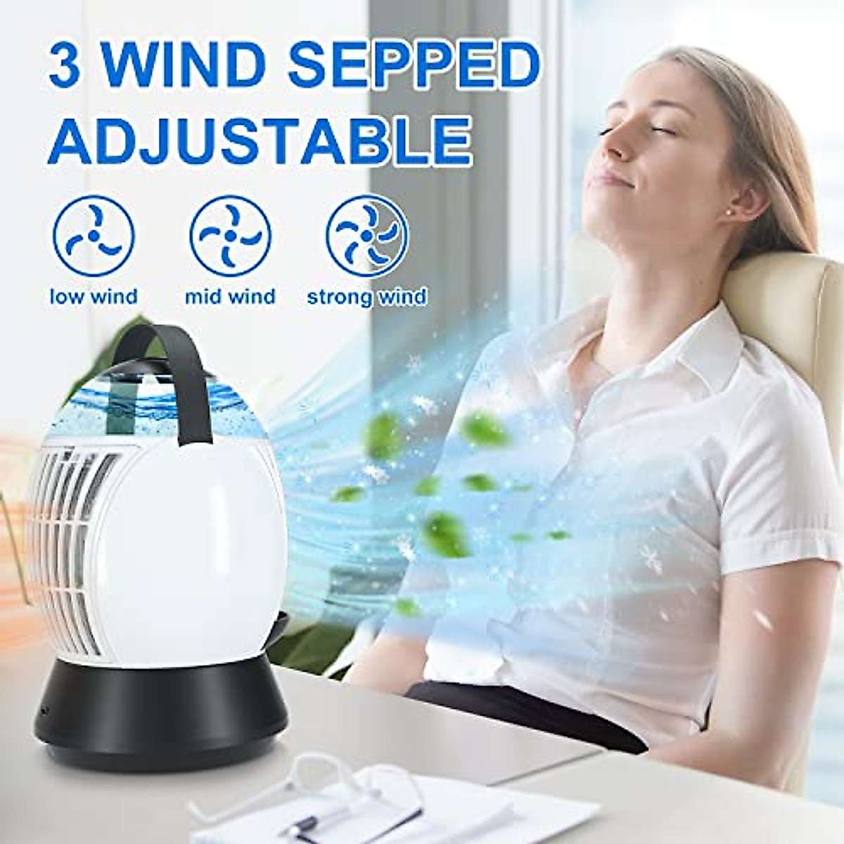 Portable Air Conditioner Fan,120° Rotatable Personal Air Cooling Fan with 3 Speeds & 4 Cool Mist,Evaporative Air Cooler with Humidifier for Room,Bedroom,Office,Desk,Living Room,Camping