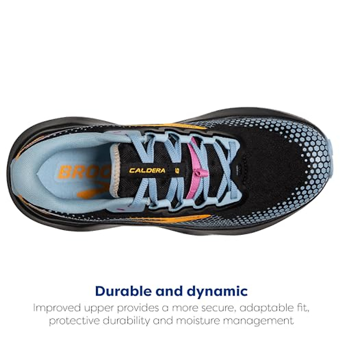 Brooks Women’s Caldera 6 Trail Running Shoe - Black/Blue/Yellow - 8 Medium