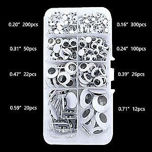 Vivixin 730pcs Self Adhesive Wiggle Googly Eyes, Black Plastic Googly Eye for Crafts, Wobbly Googly Eyes, Large and Small Assorted Sizes Sticker Eyes for DIY