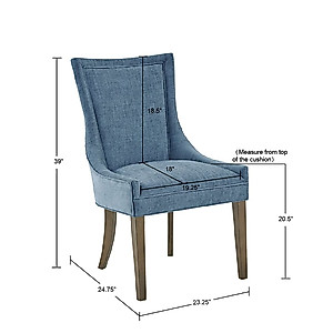 WEALTHOME Set of 2 Traditional Dining Chairs with High-Back and Light Blue Upholstery – Solid Wood Legs in Ultra Grey Finish – Ample Seating, Easy Assembly, Robust 300 lbs Capacity