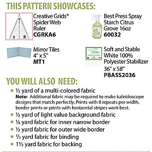 Bundle of Creative Grids Spider Web Quilt Ruler (CGRKA6) and Vertigo Table Runner Quilt Pattern by Cut Loose Press