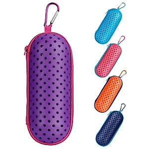 jetmast Swim Goggle Case For Swimming Goggles, Protective Cases for Goggles with Clip, Sunglasses, Goggles, Sports, Zipper Eyeglasses Case, For Men, Women, And Kids, Purple