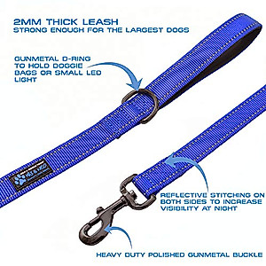 Max and Neo Double Handle Traffic Dog Leash Reflective - We Donate a Leash to a Dog Rescue for Every Leash Sold (Black, 6 FT)