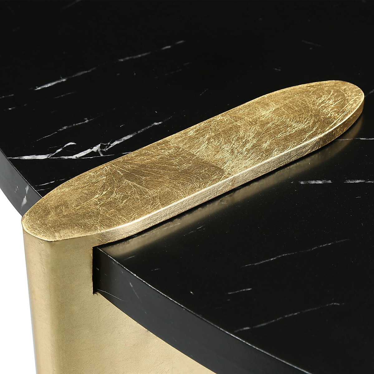 Uolfin Nesting Coffee Table, Marble Veneer Top, and Gold Foil Legs