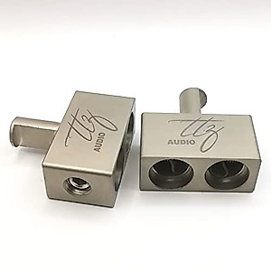 TTZ Audio Dual 2/0 Gauge to 1/0 Gauge Amp Input Reducers (Pair) for Easy Car Audio Amplifier Competition Amp Installation