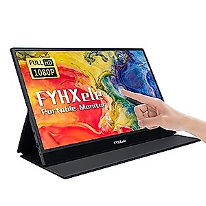 FYHXele 15" Portable Monitor Touchscreen, Portable LED Screen Extender, FHD 1080P IPS Travel Monitor, Mini-HDMI, USB C Portable Touchscreen Monitor for Laptop PC Phone, Eye Care, Touch Not for Mac OS