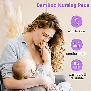 Beieverluck 48 Pack Reusable Nursing Breast Pads with Wash Bag Breastfeeding Nipple Pads for Maternity Washable Breast Pads for Breastfeeding