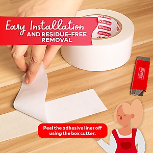 XFasten Double Sided Carpet Tape for Area Rugs 2 Inch x 10 Yards w/Mini Cutter Residue-Free Double Sided Rug Tape for Laminate Floors, Rug Tape Gripper for Carpet, Tape for Hardwood Floors