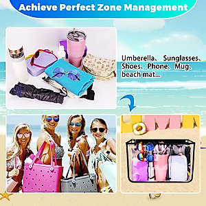 Clear Beach Bag Organizer Insert Compatible with Original Bogg Bag X Large, Zipper Inner Bag Divider Storage Bag for Bogg Bag Accessories, 7 Divider Pouch -Transparent & Black (Only for X Large )