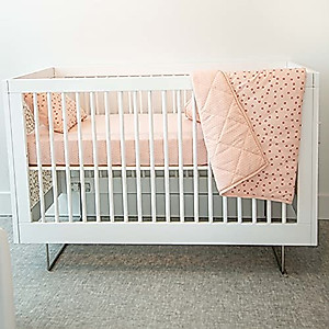 Ely's & Co. Baby Crib Bedding Sets for Girls — Perfect for Toddler Beds — 4 Piece Set Includes Crib Sheet, Quilted Blanket, Crib Skirt, and Baby Pillowcase — Pink Floral Design