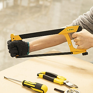 LAND 12 Inch Hacksaw - Heavy Duty Coping Saw with 5 Extra High-Carbon Steel Blade, for PVC, Pipe, Carpentry