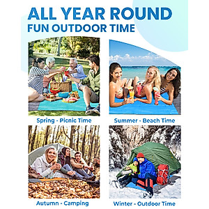 POPCHOSE Beach Blanket, Sandfree Beach Mat ‎108"x85.2"/83"x78" for 7 Persons, Extra Large Beach Blanket Waterproof Sandproof with 6 Stakes, Easy to Clean, Lightweight Compact Beach Accessories