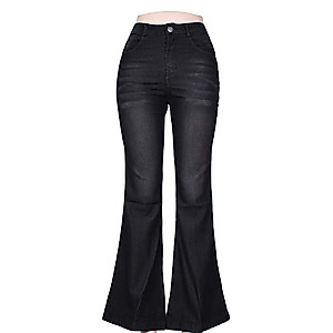 Bell Bottom Pants Jeans for Women High Waisted Vibrant Wide Leg Bootcut Slim Denim Jeans Pants Trousers
