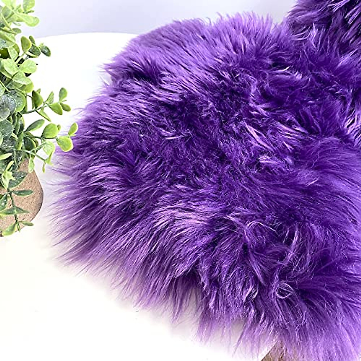 Soft Fluffy Rug Faux Sheepskin Shape Purple Fur Area Rug Shaggy Couch Cover Seat Cushion Furry Carpet Beside Rugs for Bedroom Floor Sofa Living Room Runner 2x6 Feet