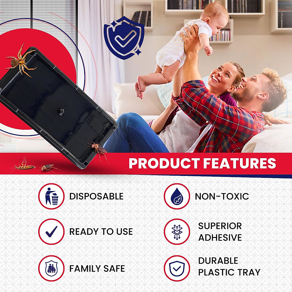 Sticky Mouse Pads 12-Pack | Large Glue Boards for Mice, Rats, and Snakes | Non-Toxic Heavy Duty Glue Boards for Indoor Use, Rodents, Spiders