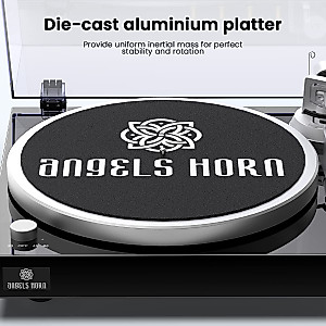 ANGELS HORN High Fidelity Vinyl Record Player, Bluetooth Turntable, 2 Speed Belt Drive, Built-in Preamp, Adjustable Counterweight,Magnetic Cartridge, Upgraded Version