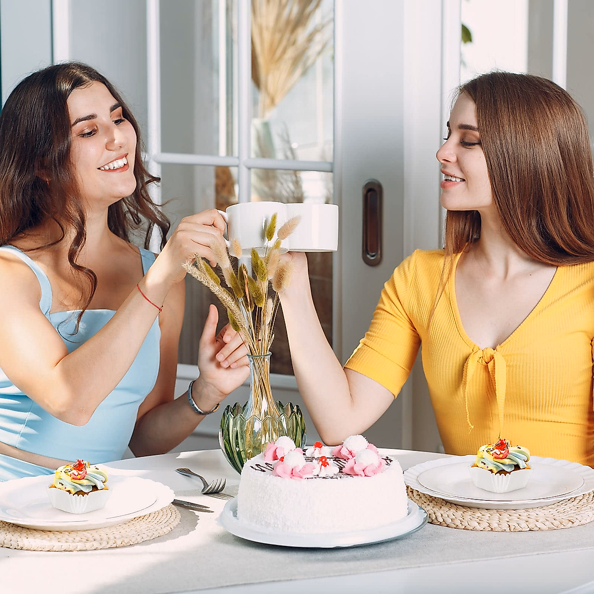 Tanlade 350 Pcs Square Mini Cupcake Liners Disposable Brownie Baking Cups Pan Liners Paper Baking Cup for Cupcakes and Cup Liners Party Supplies for Weddings Birthdays Bridal(White)