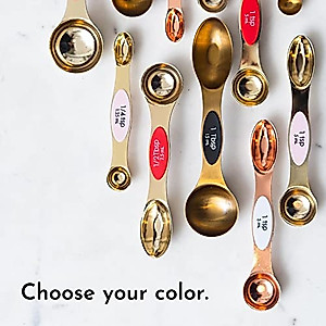 Magnetic Measuring Spoons Set - Stainless Steel Measuring Spoons - Magnetic Measuring Spoon Set, Gold Measuring Spoons Magnetic, Cute Measuring Spoons for Cooking & Baking