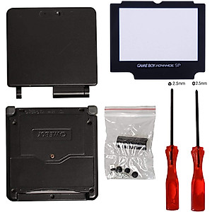 Timorn Full Parts Housing Shell Pack Replacement for GBA SP Gameboy Advance SP (Black Pack)