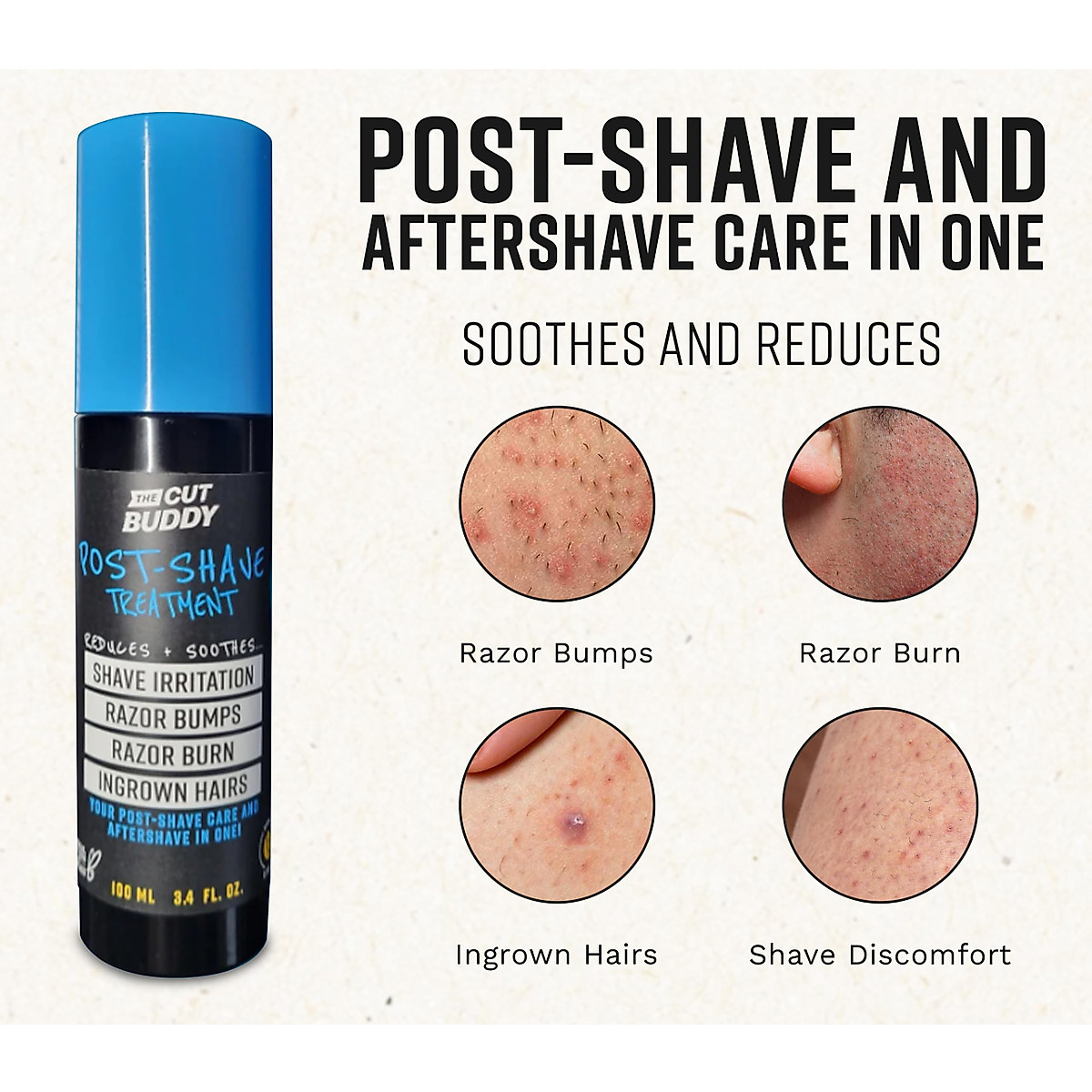 The Cut Buddy After Shave Spray for Men & Women, Helps Alleviate Ingrown Hairs & Discomfort from Shaving, Citrus + Willow Bark Scent, 3.4 Fl Oz