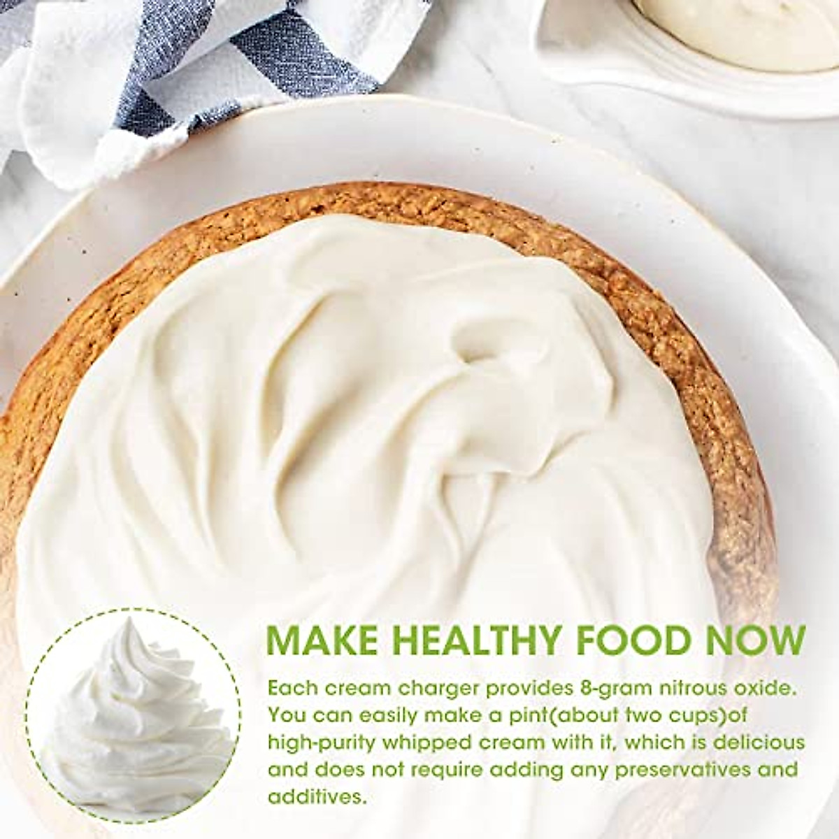 Whipped Cream Chargers N2O Nitrous Oxide 8-Gram Cartridge for Whipper Whipped Cream Dispenser (50 Packs)