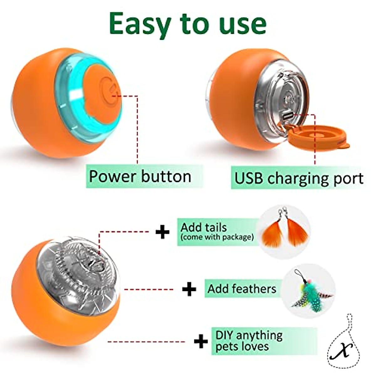 AUKL Cat Ball Toys for Indoor Cats, Bouncing Balls Wicked Ball Motion Cat Toys