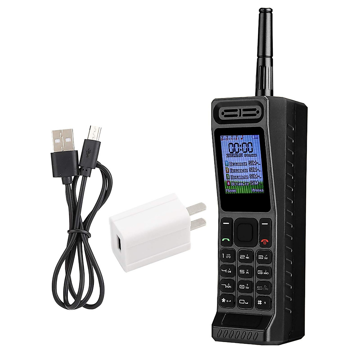 Retro Brick Shape Mobile Phone, W2 Unlocked Big Cellphone 2G Retro Bluetooth Cell Phone 1.77in Screen 4800mAh Power Bank Support Four Card Four Standby (Black)