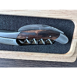 Laguiole En Aubrac Sommelier Waiter's Corkscrew, Grapevine Wood Handle, Wine Opener With Foil Cutter & Bottle Opener, Stainless Steel Brushed Bolsters