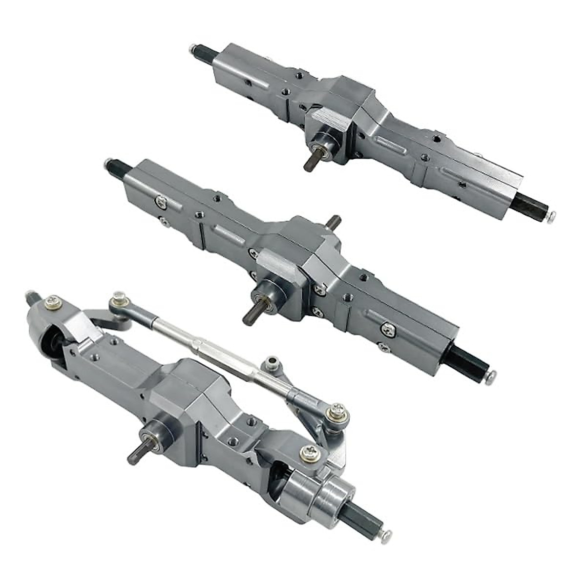 MayNuo Metal Front & Rear Bridge Axle Gear Box for WPL C14 C24 B14 B24 B16 B36 1/16 RC Car Truck Rock Crawler Trucks RC Car Parts (Color : Front-Middle-Rear)