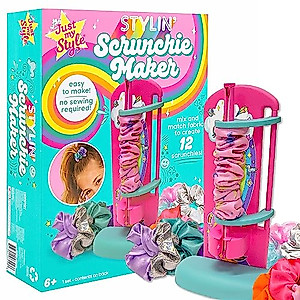 Just My Style D.I.Y. Scrunchie Maker by Horizon Group USA, Design Your Own Colorful Satin Scrunchies Hair Bands, Easy-to-Use Tool & Gemstones Included