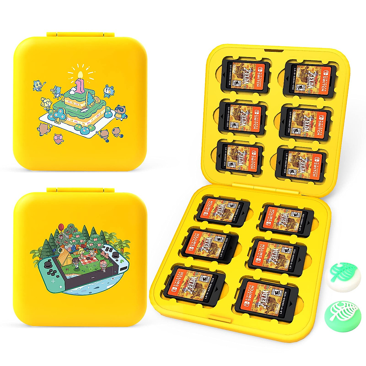 UFOPETIE Card Case for Nintendo Switch Game Card,Compatible with Nintendo Switch Case Animal Crossing Theme,Game Case for Animal Crossing Cards,for Switch Accessories Thumb Grip 2PCS