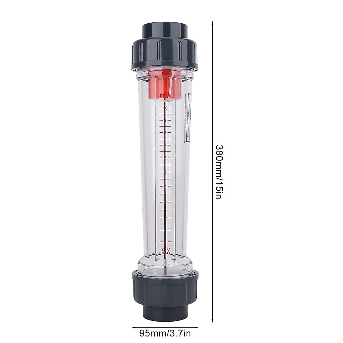 LZS-40 (D) Tube Type Flowmeter 1-10 Transparent Water Rotameter 50mm/2in Liquid Flowing Meters Plastic Flat Interface Liquid Flowing Rate Gauge Hydraulic Valve Fittings