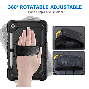 Timecity Case for Samsung Galaxy Tab S6 Lite 10.4'' 2024/2022/2020 (SM-P620/P610/P613/P615), Durable Sturdy Protective Case with Screen Protector, Rotating Stand, Hand/Shoulder Strap- Black