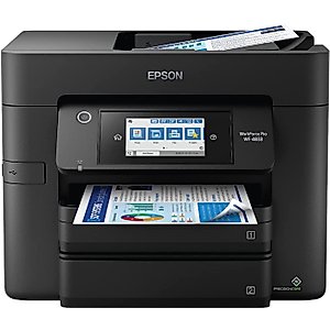 Epson Workforce Pro WF-4833 Wireless Color All-in-One Inkjet Printer, Black - Print Scan Copy Fax - 4.3" Touchscreen LCD, 25 ppm, 4800 x 2400 dpi, Auto 2-Sided Printing, 50-Sheet ADF, USB, Ethernet
