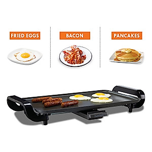 Kenmore Non-Stick Electric Griddle with Removable Drip Tray, Black, 10" x 18" Cooking Surface, Compact Countertop Cooking, Grill, Saute, Fry