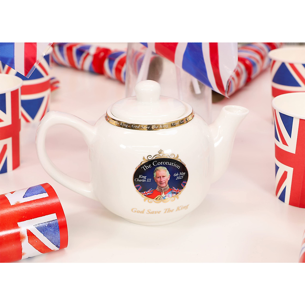 Toyland® King Charles III Coronation Commemorative Tea Pot - His Majesty The King Keepsakes - British Souvenirs