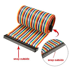 uxcell IDC Rainbow Wire Flat Ribbon Cable 64 Pins 48cm Length 2.54mm Pitch 2pcs Type-C