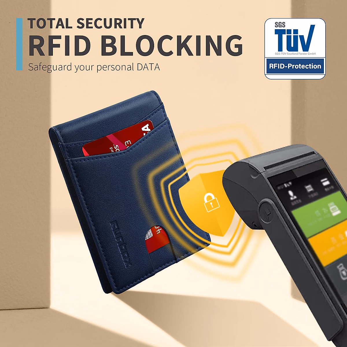 RUNBOX Men's Wallets Slim Rfid Leather 2 ID Window With Gift Box