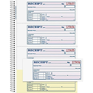 Adams(R) Carbonless 2-Part Spiral Money/Rent Receipt Book, 7 5/8in. x 11in., Book of 200 Sets, SC1182