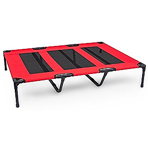 Internet's Best Dog Cot - 48 x 36 - Elevated Dog Bed - Cool Breathable Mesh - Indoor or Outdoor Use - Large - Red