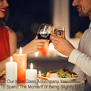 Perfectinsoy 40 Years Happy Anniversary Whiskey Glass and Stemless Wine Glass Gift Set, 40th Anniversary Wedding Gift For Mom, Dad, Soulmate, Couple, 40 Years Gifts, Happy 40th Anniversary