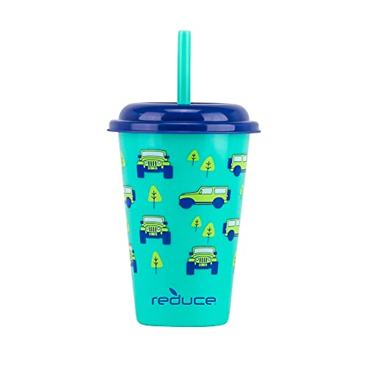 Reduce GoGo's 12 oz Cup Set, 5 Pack – Plastic Cups with Straws and Lids – Dishwasher Safe, BPA Free – 5 Fun Designs, Wild